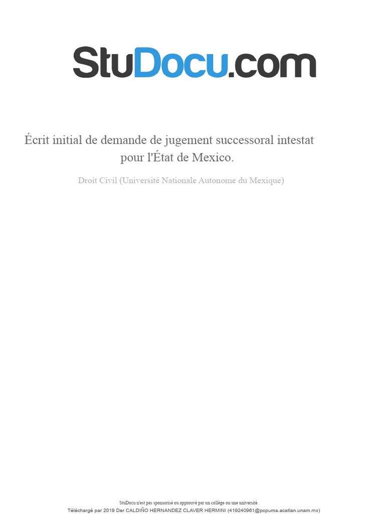 Demande de jugement successoral au Mexique | PDF | Justice | Crime et ...