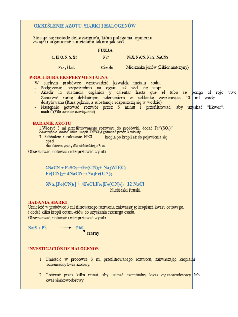 Metoda Lassaigne | PDF