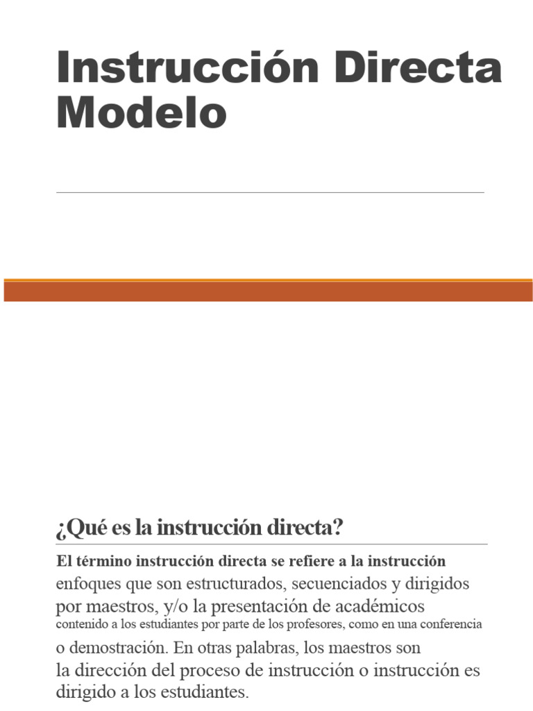 Modelo de Instrucción Directa | PDF | Aprendizaje | Evaluación