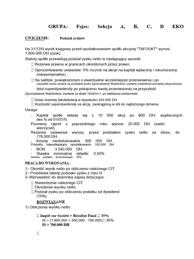 Podział Zysków | PDF