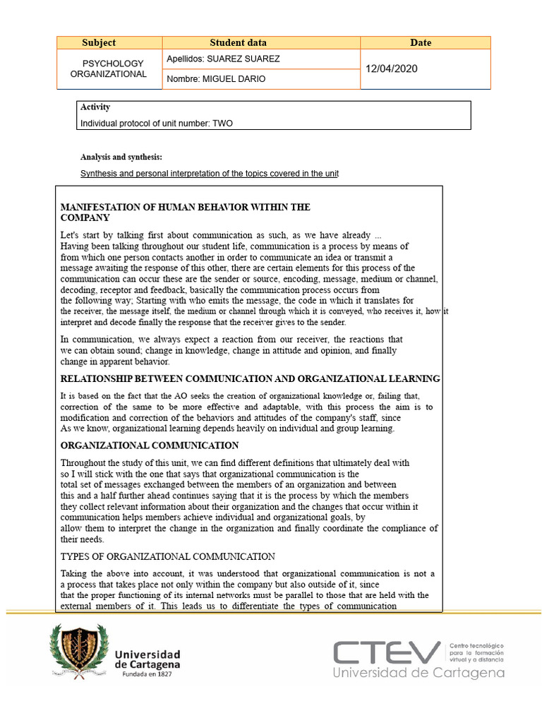 Individual Protocol Unit 2 | PDF | Communication | Feeling