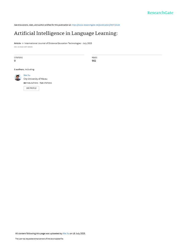 Artificial Intelligence in Language Learning | PDF | Systematic Review ...