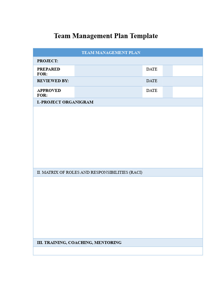 Team Management Plan Template | PDF