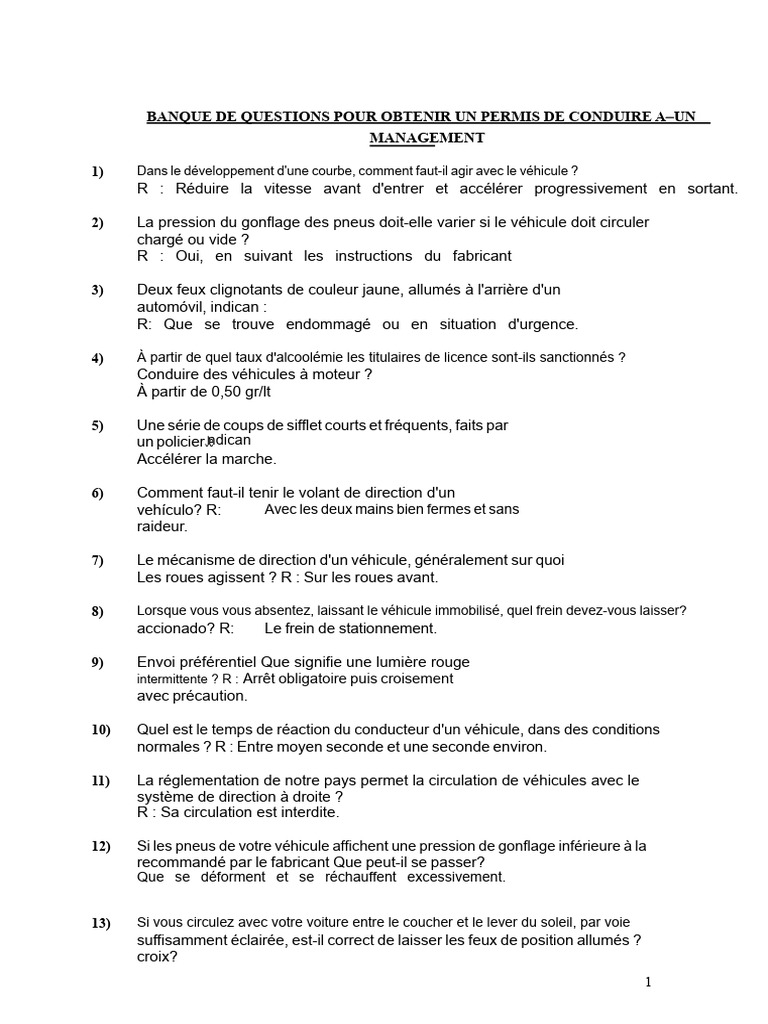 Questions clés pour le permis de conduire | PDF | Feu de circulation ...