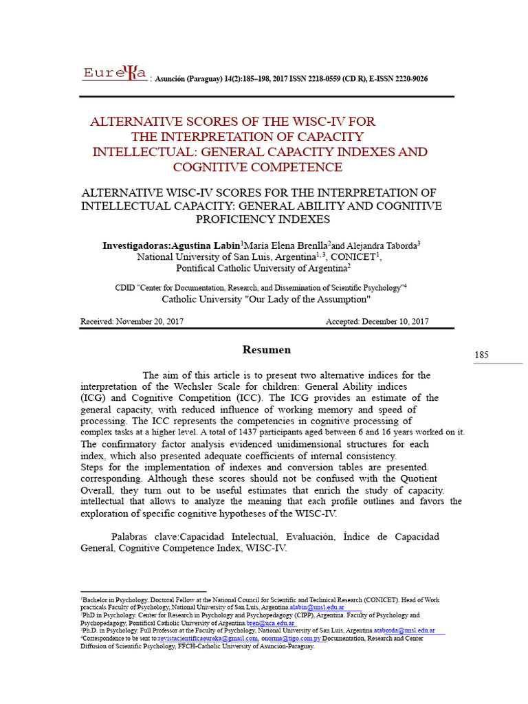 Global Capacity Index (Wisc IV) | PDF | Wechsler Adult Intelligence ...