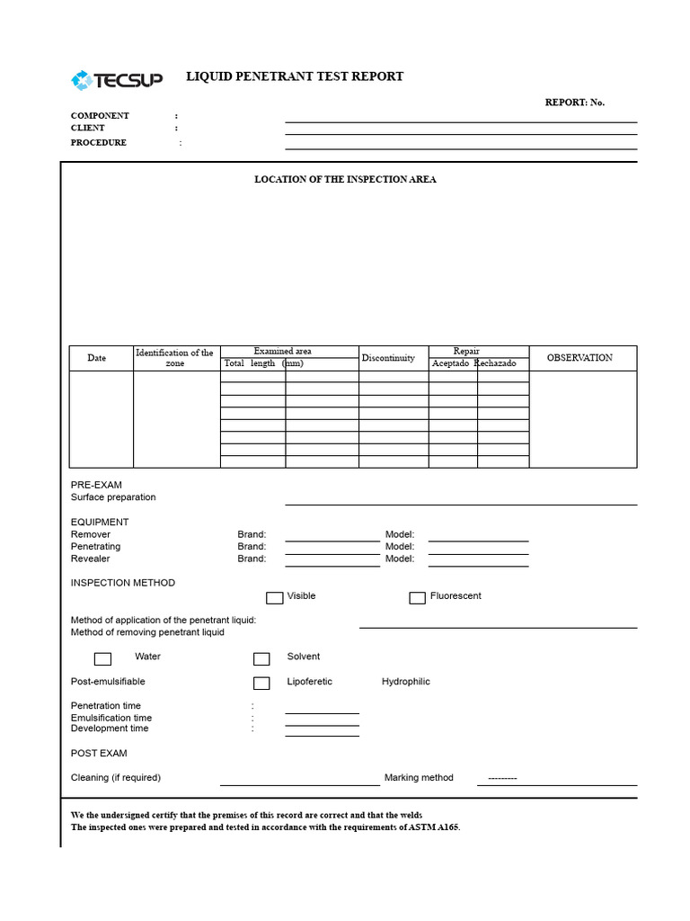 Penetrant Liquid Format | PDF