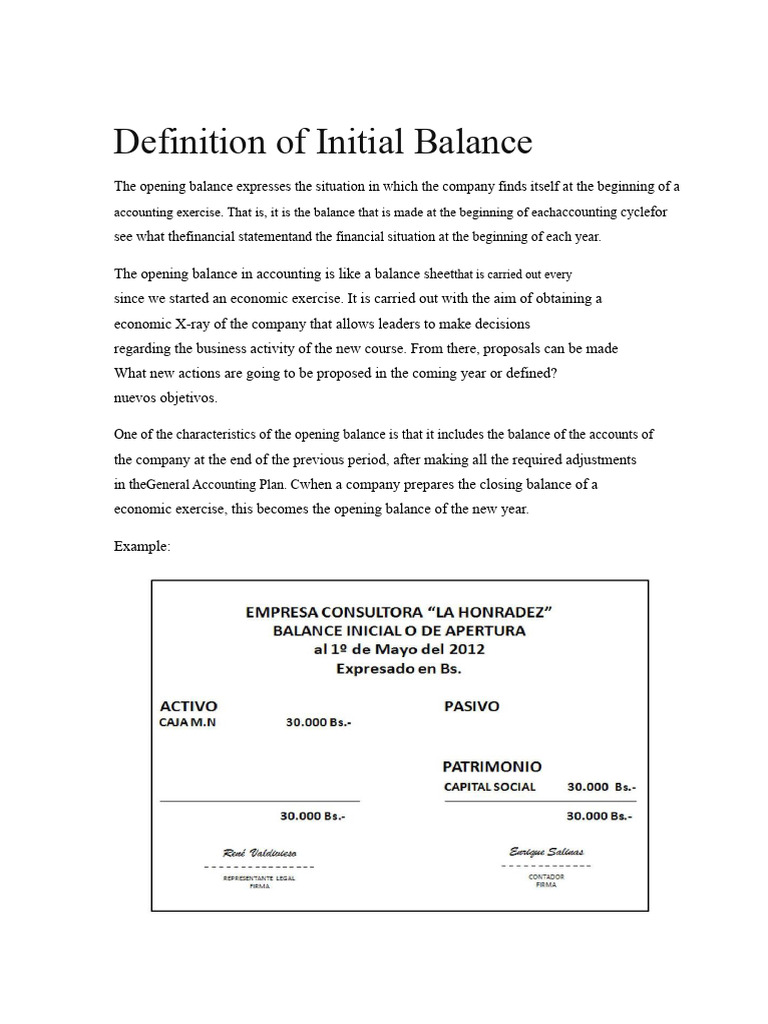 Definition of Initial Balance | PDF | Debits And Credits | Financial ...