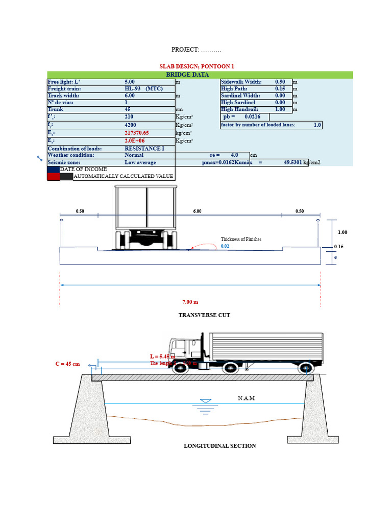 Slab Design Specifications for Pontoon 1 | PDF | Bridge | Applied And ...