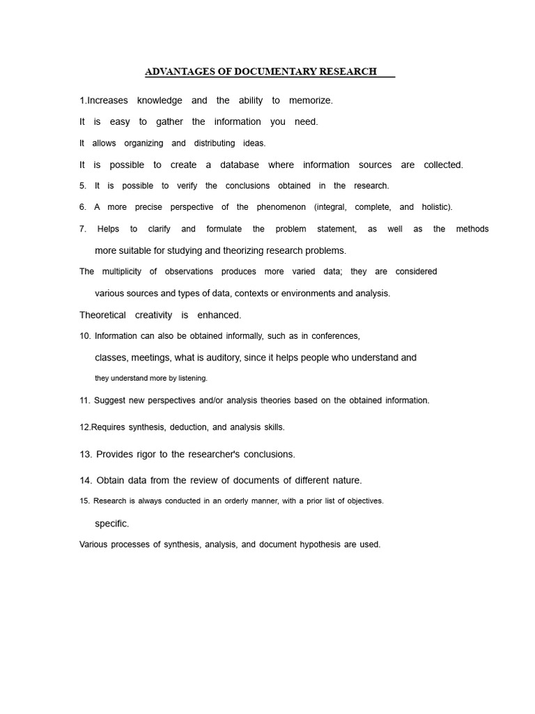 Benefits of Documentary Research Methods | PDF