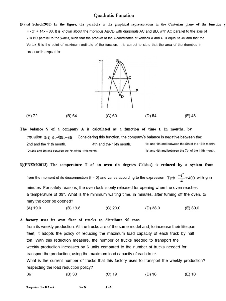 Quadratic Function | PDF | Area | Heart Rate