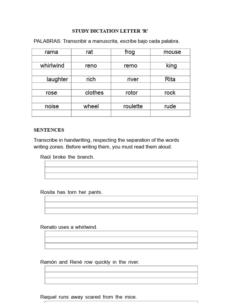 Study Dictation Letter R | PDF