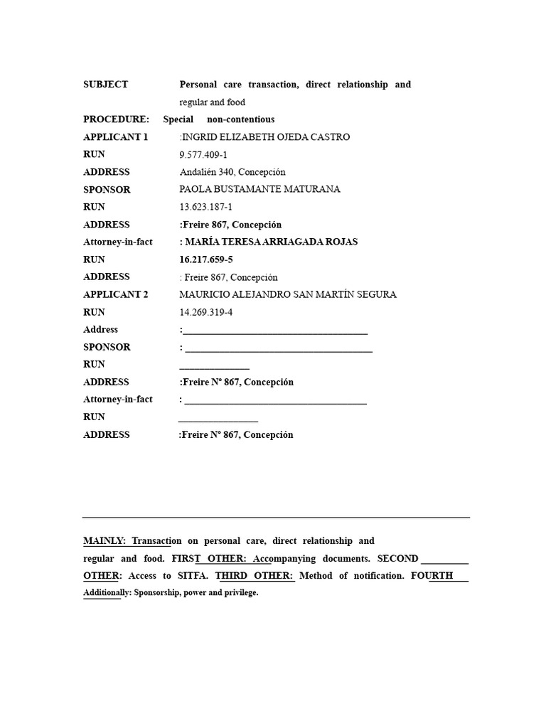 Personal Care Transaction, Direct and Regular Relationship and Food ...