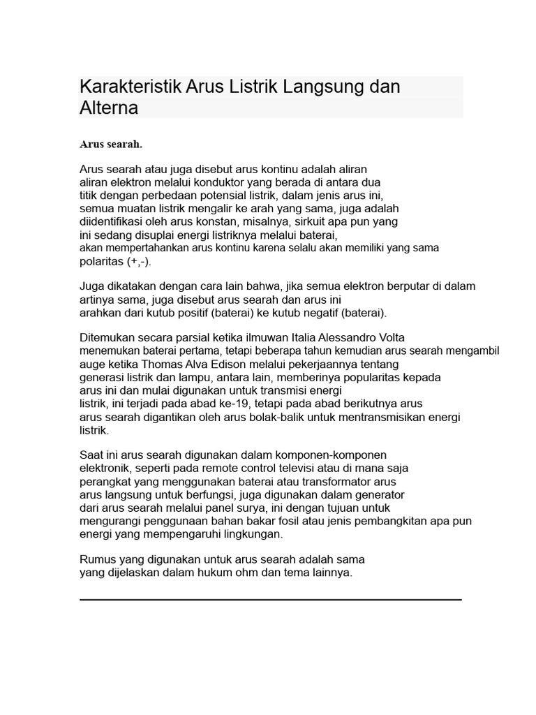 Perbandingan Arus DC dan AC dalam Elektronik | PDF