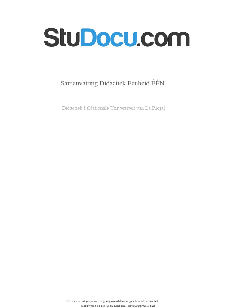 Samenvatting-Didactiek-Eenheid-Een STUDOCU | PDF