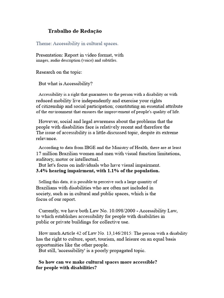 Writing Assignment | PDF | Accessibility | Disability