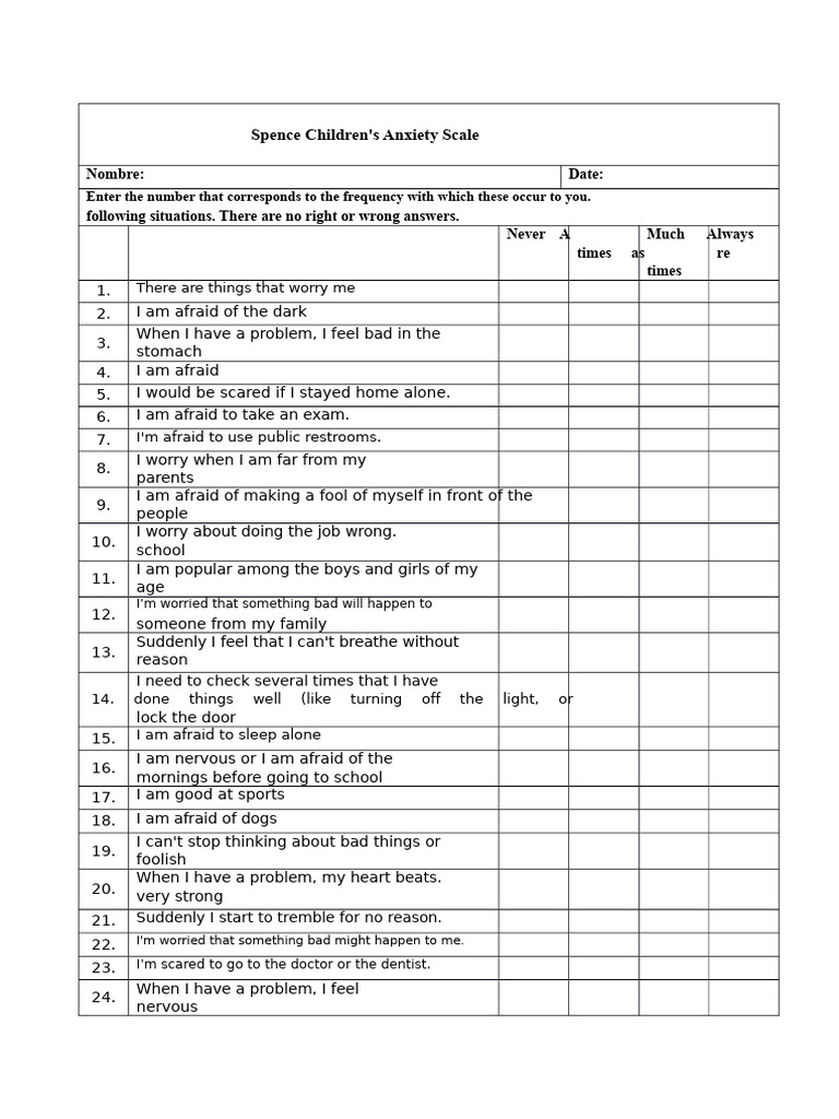 Spence Pairs and Children | PDF | Anxiety