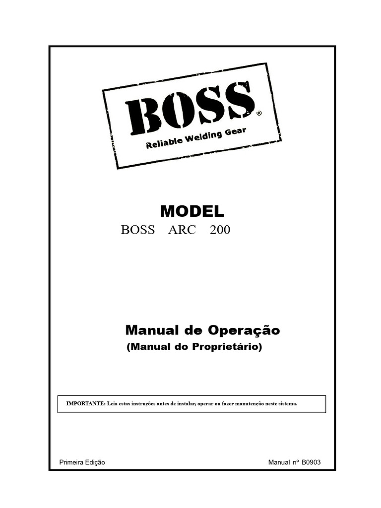 Manual de Operação BOSS ARC 200 | PDF | Aço | Rede elétrica