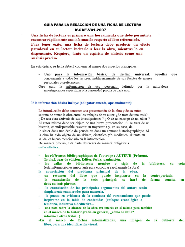 Guía Ficha de Lectura | PDF