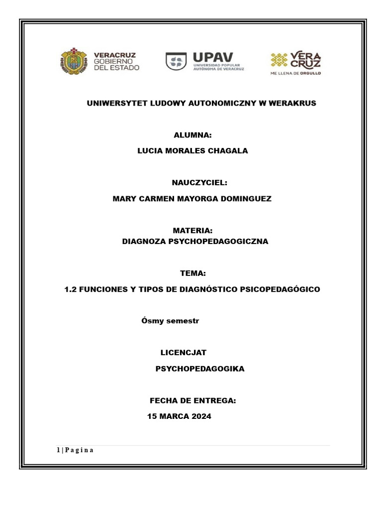 Funkcje I Rodzaje Diagnozy Psychopedagogicznej | PDF