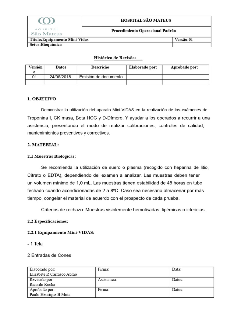 Uso y Mantenimiento del Mini-VIDAS | PDF