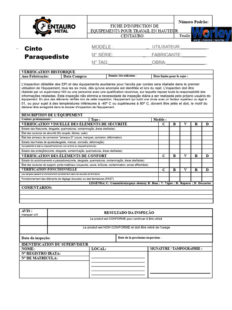 Fiche d'Inspection Équipements de Sécurité | PDF