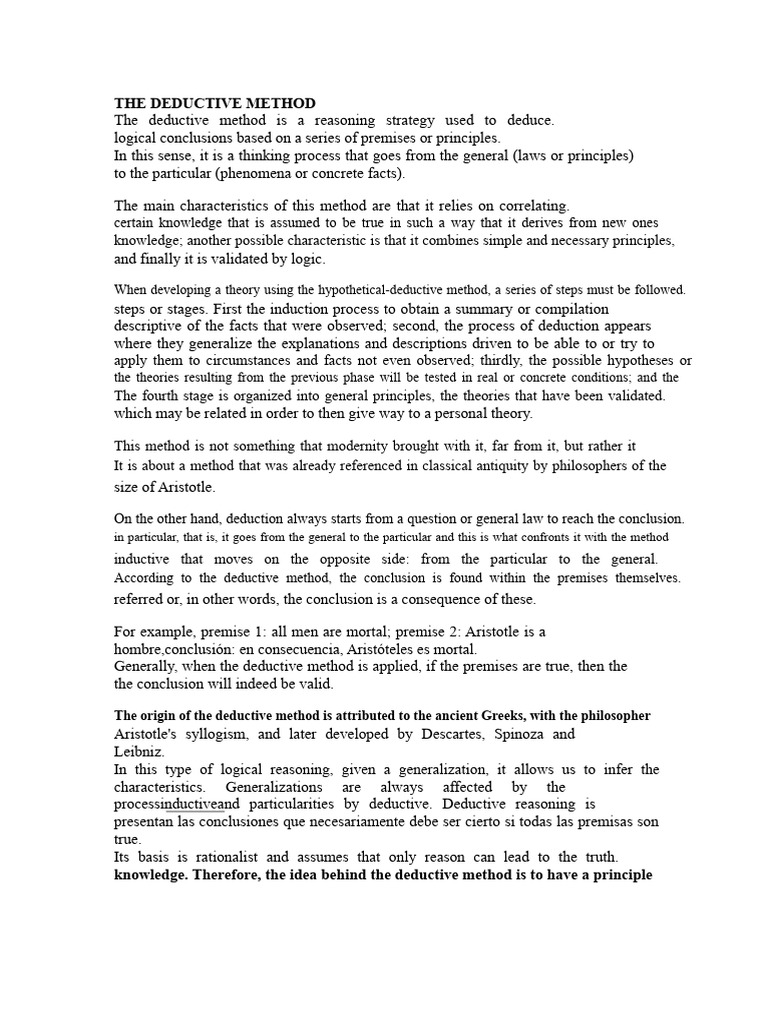 The Deductive Method | PDF | Deductive Reasoning | Inductive Reasoning