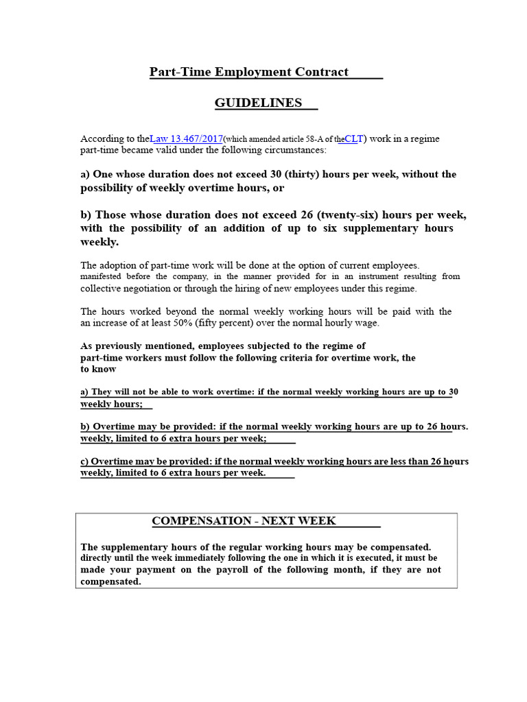Part-Time Employment Contract | PDF | Employment | Overtime