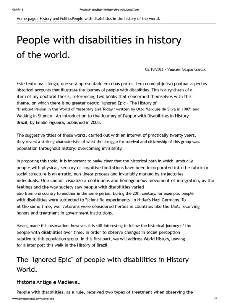 People With Disabilities in The History of The World | PDF | Disability ...