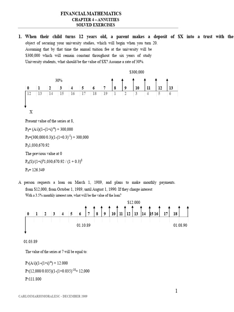 Financial Mathematics Chapter 4 Annuities Solved Exercises | PDF ...