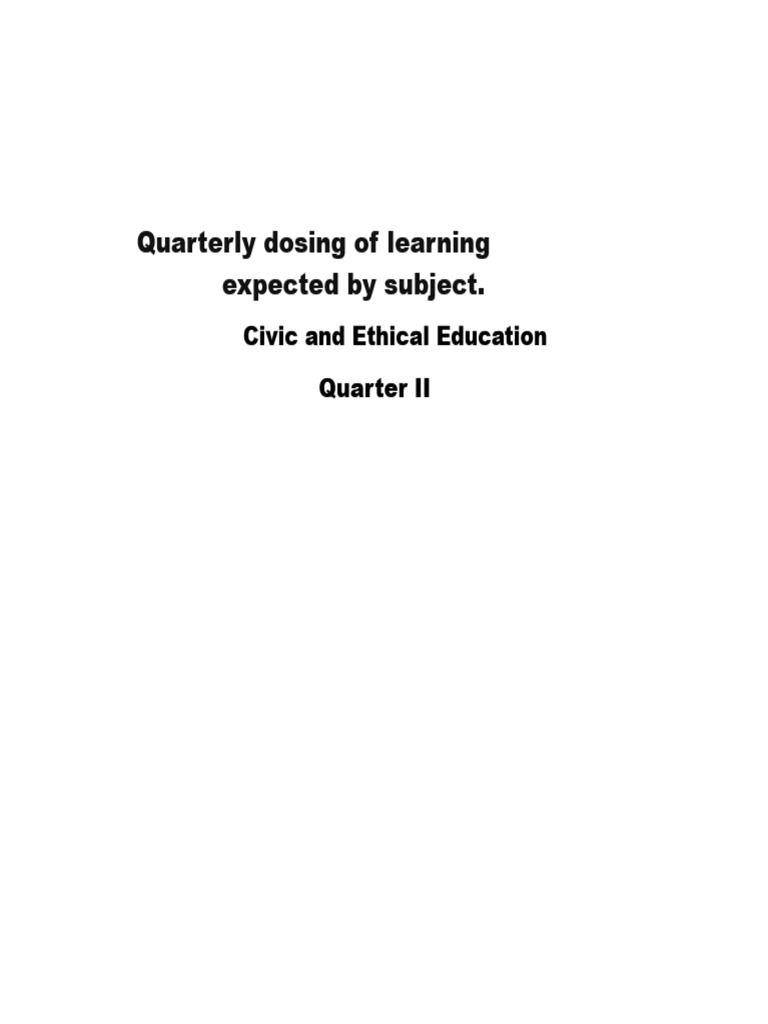 Quarterly Dosage of Expected Learning by Subject Civic and Ethical ...