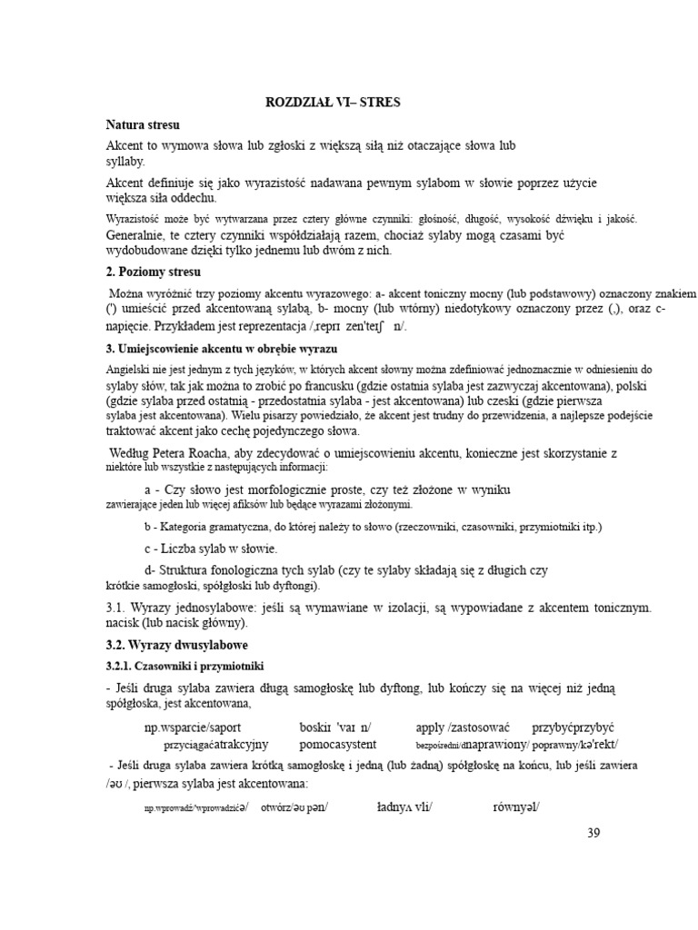 Rozdział VI - Akcent wyrazowy | PDF