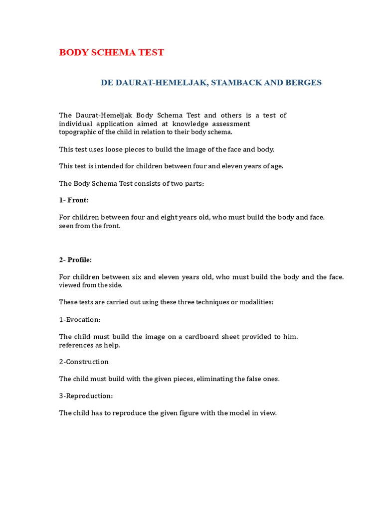 Body Scheme Test | PDF | Conceptual Model