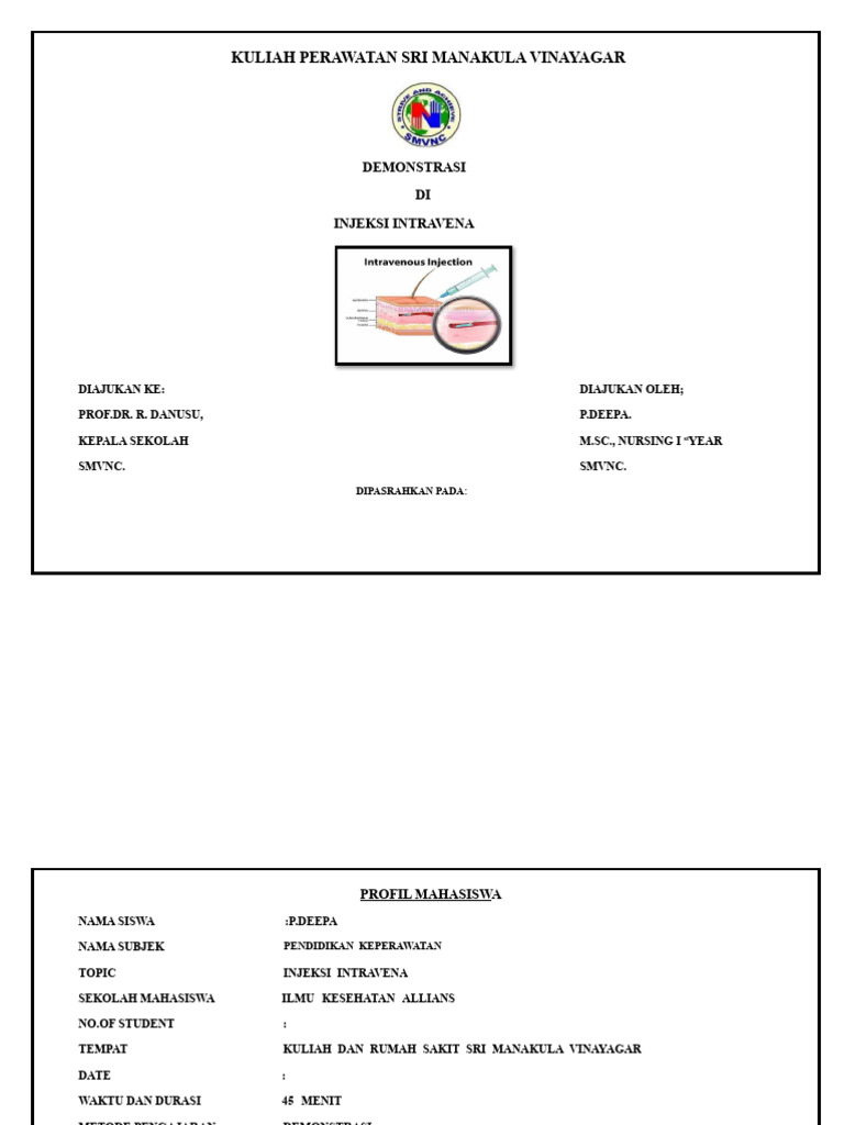 Demonstrasi Injeksi Intravena untuk Perawat | PDF