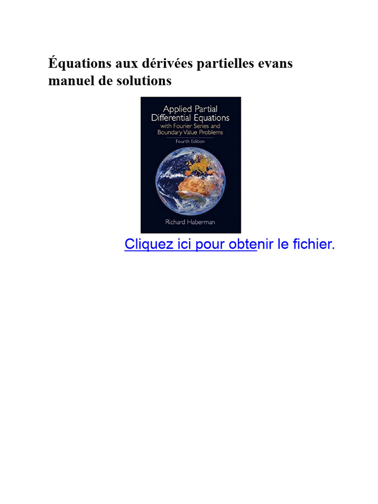 Solutions aux Équations Différentielles Evans | PDF | Équation aux ...