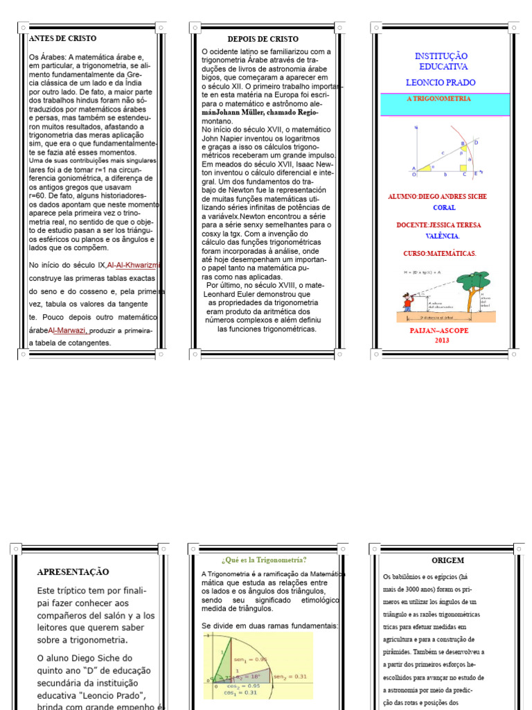 TRÍPTICO A TRIGONOMETRIA.pdf | PDF | Trigonometria | Matemática
