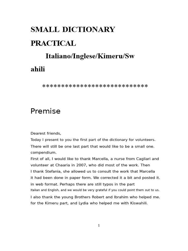 SMALL PRACTICAL SWAHILI DICTIONARY | PDF | Human Anatomy | Primate Anatomy