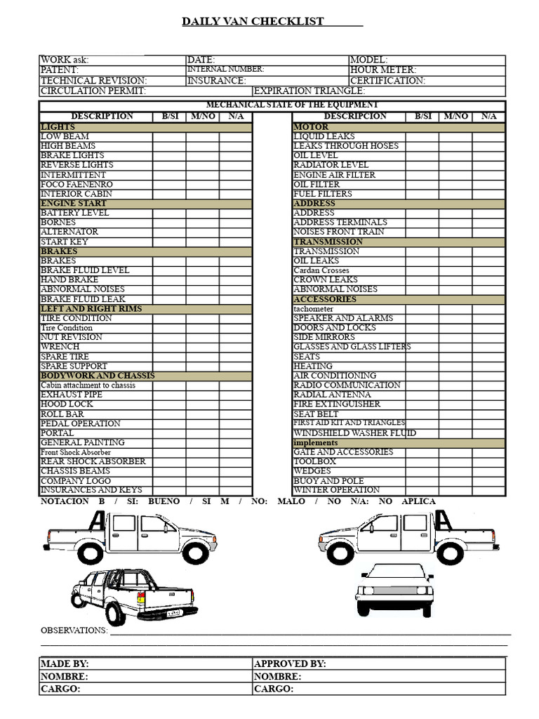 Pickup Truck Checklist | PDF | Truck | Brake