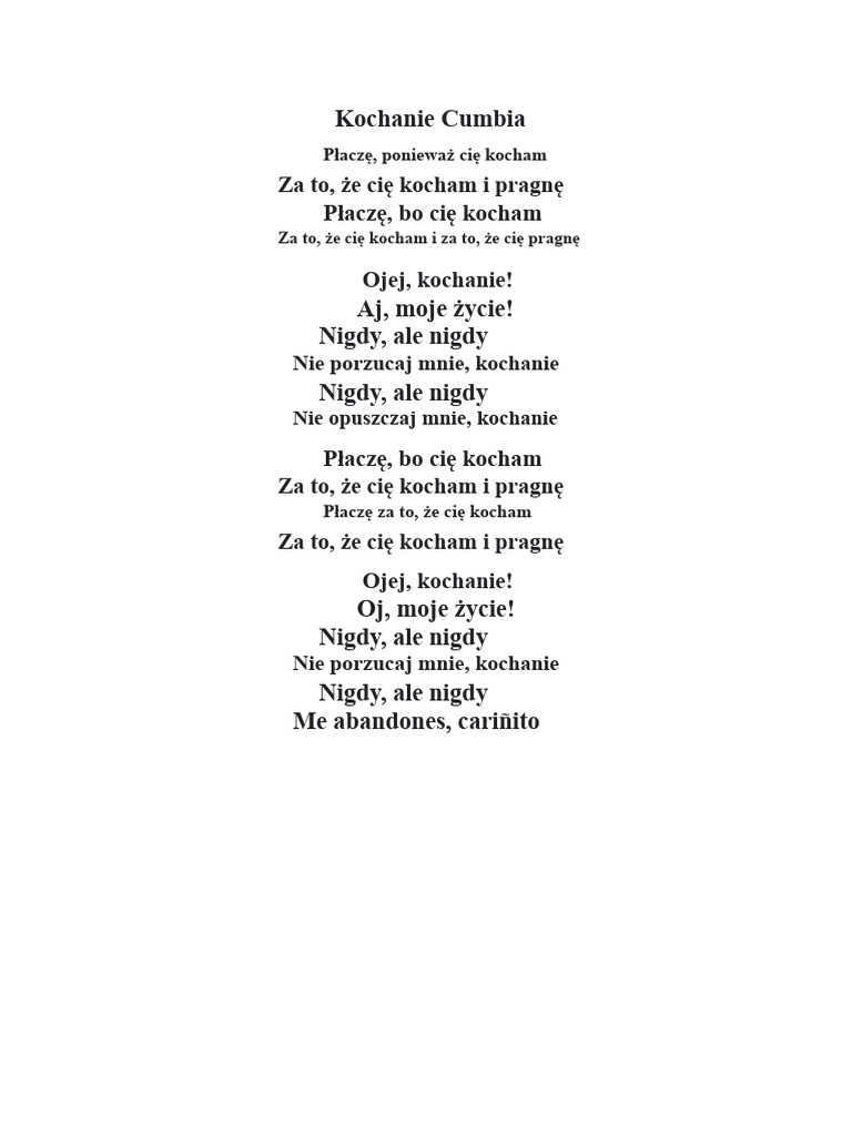 Cariñito Cumbia tekst.docx | PDF