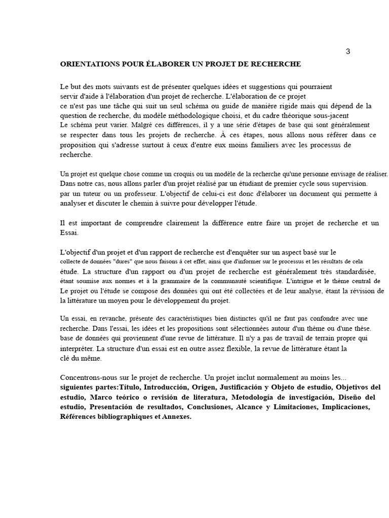 Élaboration d'un Projet de Recherche | PDF