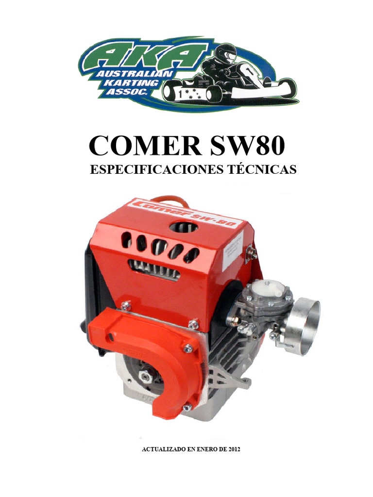 Especificaciones Técnicas del Motor Comer SW80 | PDF | Carburador | Pistón