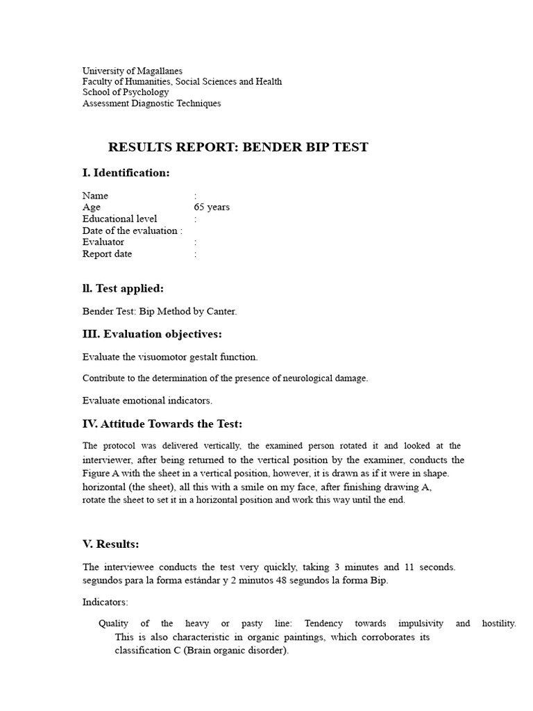 Bender Test Report | PDF | Neurology | Impulsivity