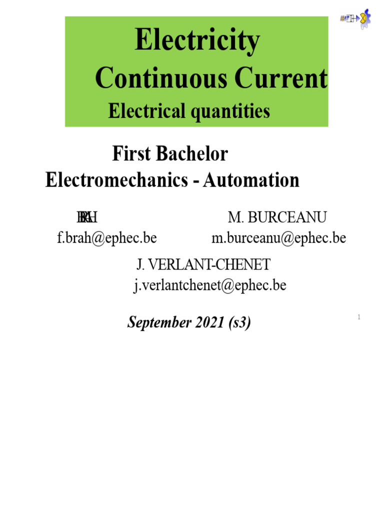 Elec_Course2_Electric_Magnitudes (2) | PDF | Electric Current | Electricity