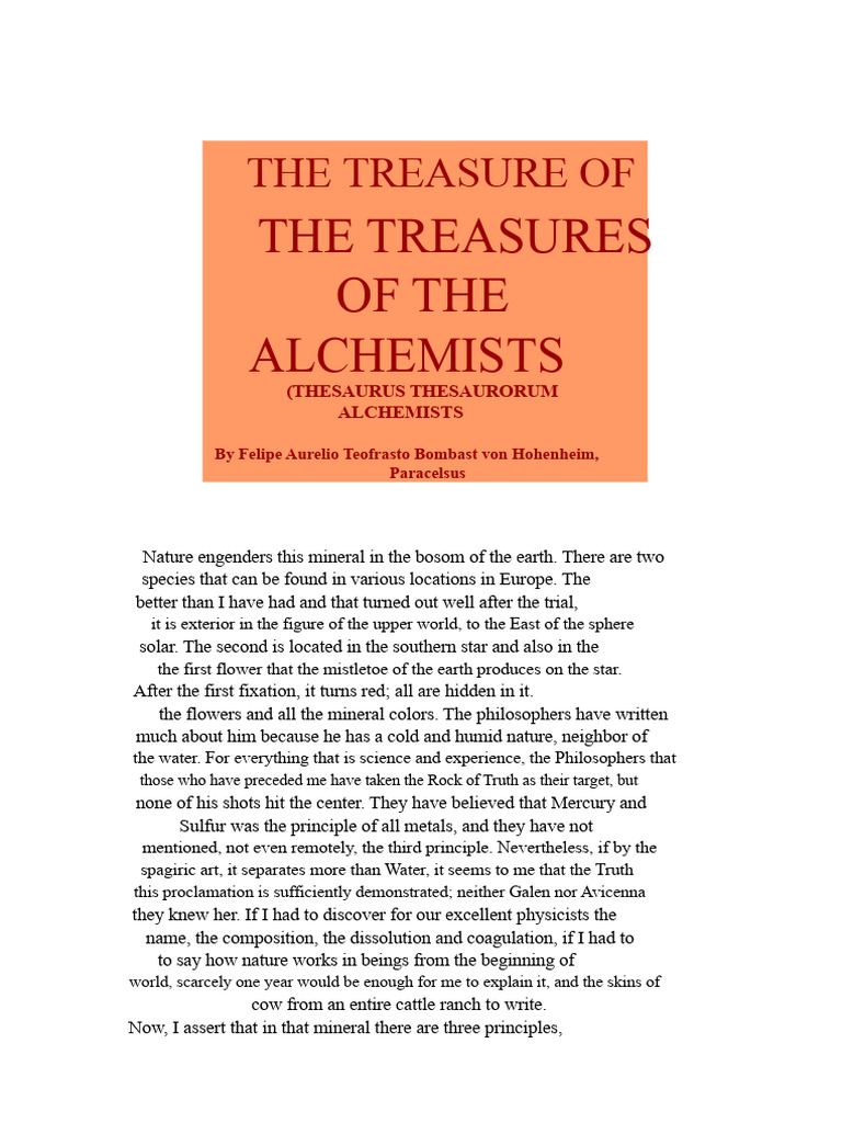 Paracelsus, The Treasure of The Alchemists' Treasure | PDF | Alchemy ...