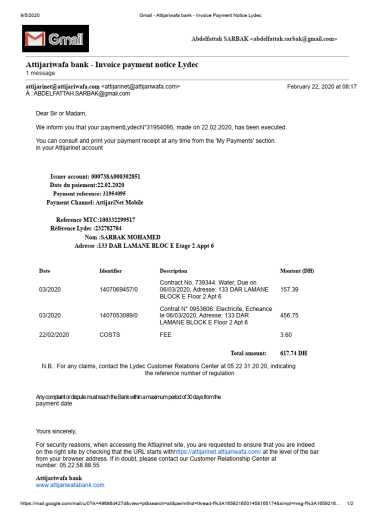 Lydec Invoice 03-20 | PDF