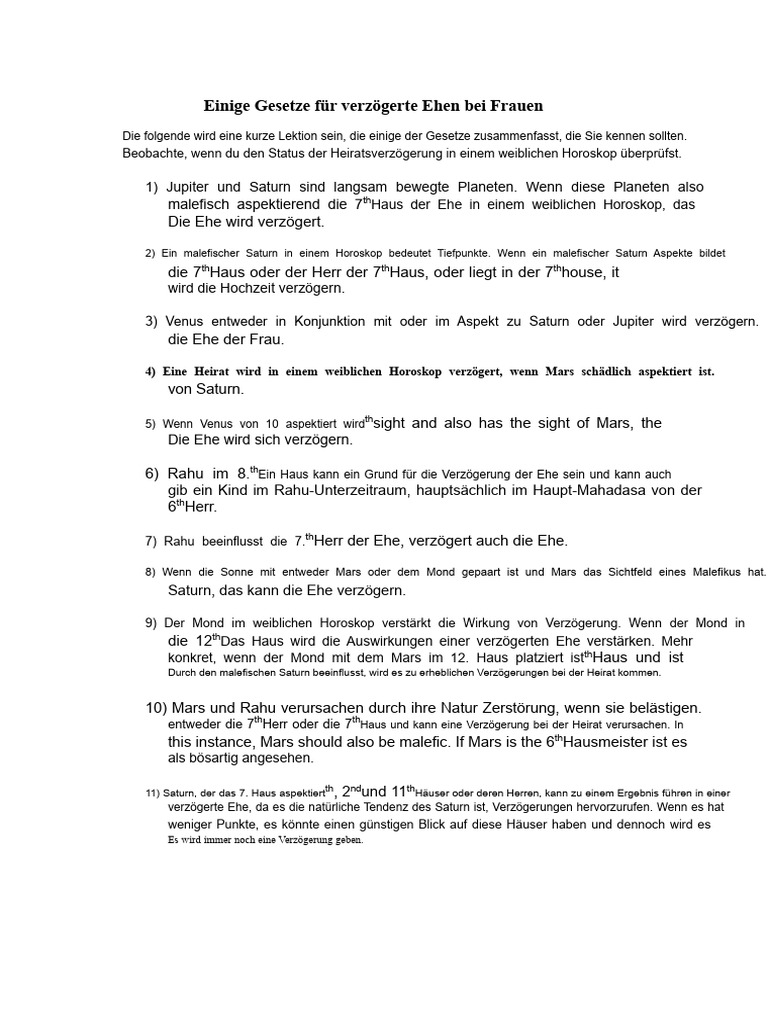 Verzögerte Ehe im Geburtshoroskop | PDF