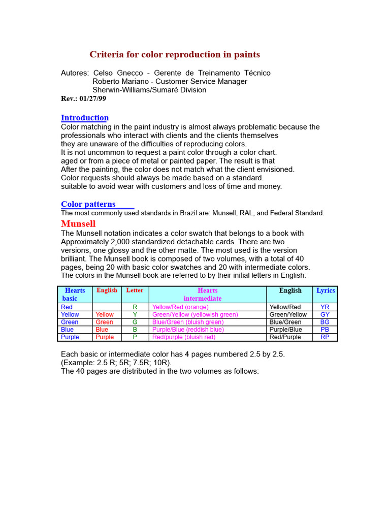 Color Reproduction Standards in Paints | PDF | Color | Hue