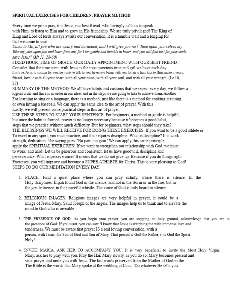Children's Prayer Method Guide | PDF | Mary, Mother Of Jesus | Prayer