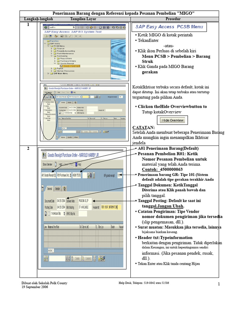 Penerimaan Barang Dengan Referensi Pesanan Pembelian "MIGO" | PDF