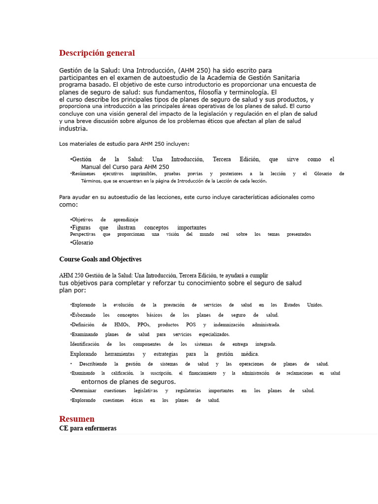 Descripción General AHM 250 | PDF | Plan de estudios | Aprendizaje