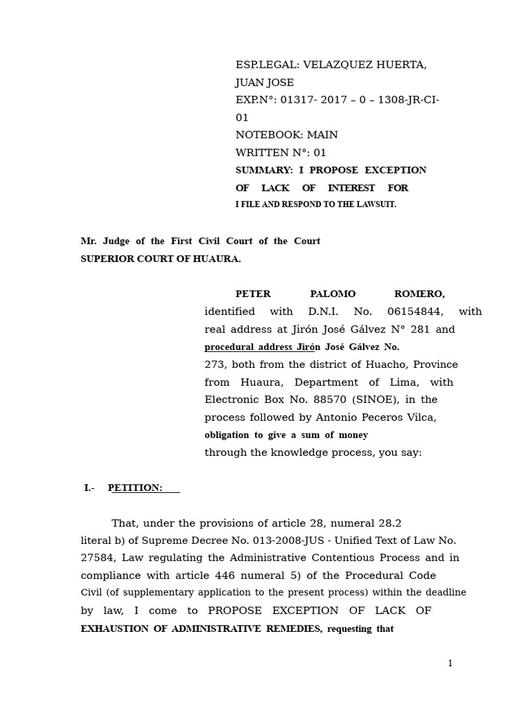 exception of interest to act.doc | PDF | Lawyer | Lawsuit